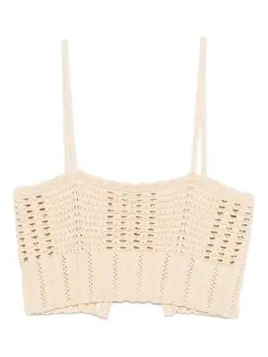 FORTE_FORTE Cropped Crochet Tank Top With Mother-of-pearl Buttons