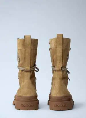 Moncler Vera Suede Lace-up Boots With Logo Patch