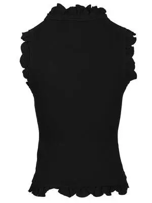 Loewe Ribbed Stretch Cotton Tank Top With Ruffles