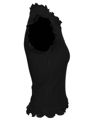 Loewe Ribbed Stretch Cotton Tank Top With Ruffles