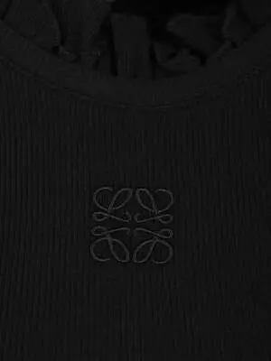 Loewe Ribbed Stretch Cotton Tank Top With Ruffles