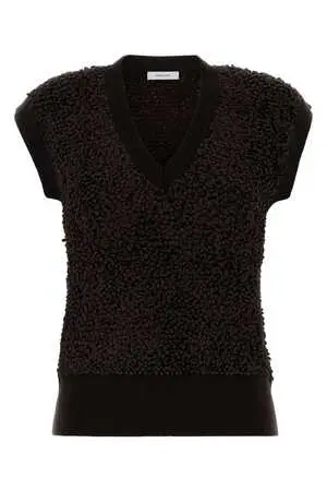 FERRAGAMO Sleeveless Textured Vest - Brown