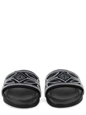 Casablanca Embroidered Slide - Black