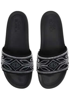 Casablanca Embroidered Slide - Black