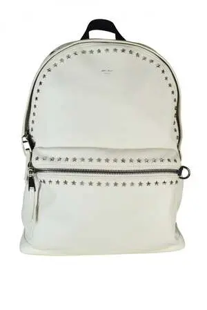 JIMMY CHOO Leather Backpack With Metallic Star Embellishments - White
