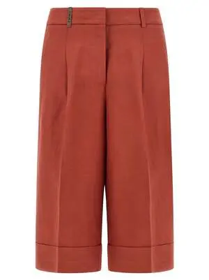 Peserico Linen Viscose Bermuda Shorts - Red