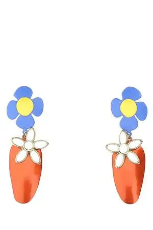 Saint Laurent Metal And Resin "fleur Et Fraise" Dangle Earrings - Multicolor