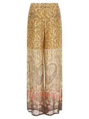 Valentino Garavani Voyage Imaginaire Paisley Print Silk Lamé Pants - Multicolor