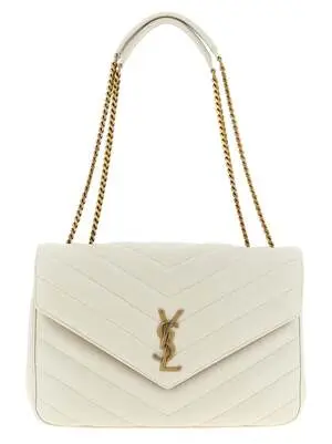 Saint Laurent SAINT LAURENT Loulou Large Quilted Lambskin Shoulder Bag Cream