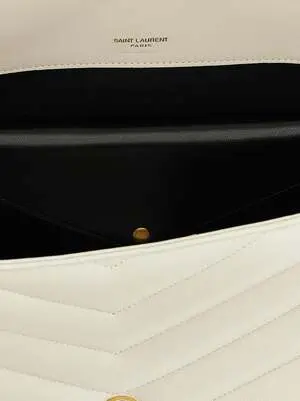 Saint Laurent Loulou Large Quilted Lambskin Shoulder Bag - Cream