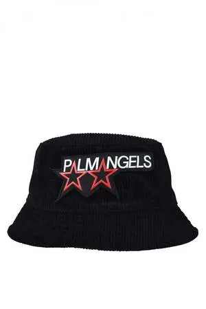 Palm Angels Velvet Bob Hat With Embroidered Logo - Black