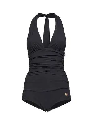 Dolce & Gabbana Black Sensitive Fabric Draped One-piece Swimsuit - Multicolor