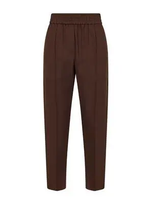 Brunello Cucinelli Cocoa Baggy Pull-up Trousers