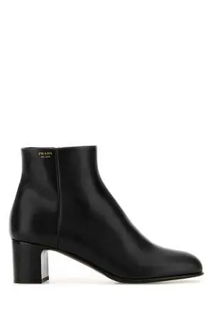 Prada Leather Ankle Boots - Black