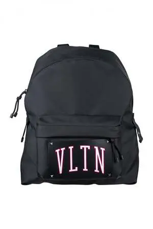 Valentino Garavani Nylon Backpack With Vltn Logo Plaque - Black