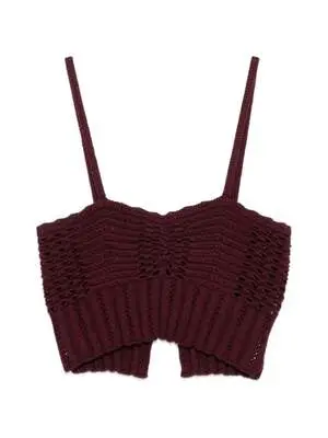FORTE_FORTE Cropped Crochet Cotton Tank Top With Mother-of-pearl Buttons
