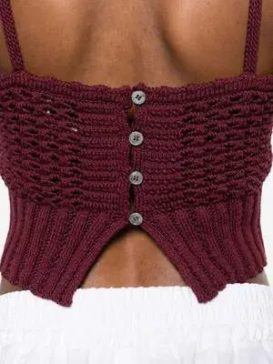 FORTE_FORTE Cropped Crochet Cotton Tank Top With Mother-of-pearl Buttons