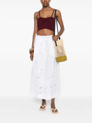 FORTE_FORTE Cropped Crochet Cotton Tank Top With Mother-of-pearl Buttons