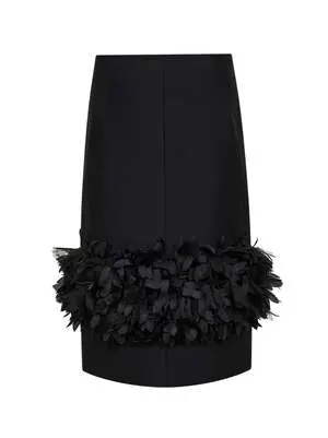 TOTEME Black Wool And Silk Petal Midi Skirt - Multicolor