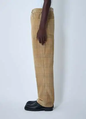 Burberry Mid Rise Check Cotton Trousers