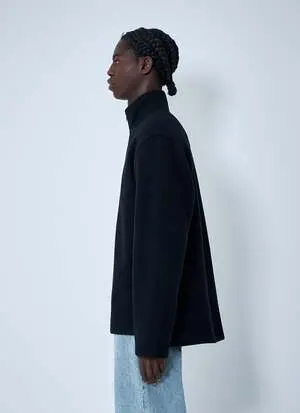 RIER Wool Zip-up Fleece Sweatshirt - Black