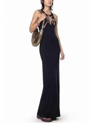 Rabanne Maxi Dress With Sequin Palm Detail
