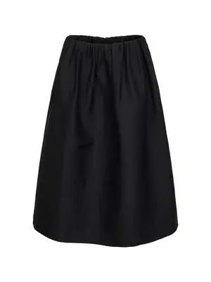 TOTEME Black Wool And Silk Gathered Midi Skirt - Multicolor
