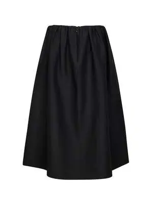 TOTEME Black Wool And Silk Gathered Midi Skirt - Multicolor