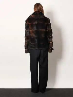 Fendi Brown Backed Sheepskin And Nappa Jacket - Multicolor
