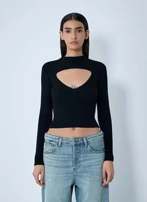 DIESEL® Wool Knit Cut-out Sweater - Black