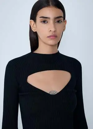 DIESEL® Wool Knit Cut-out Sweater - Black