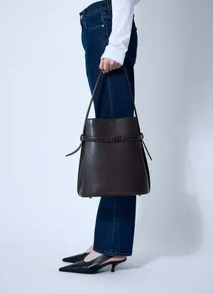 TOTEME Belted Leather Bucket Bag