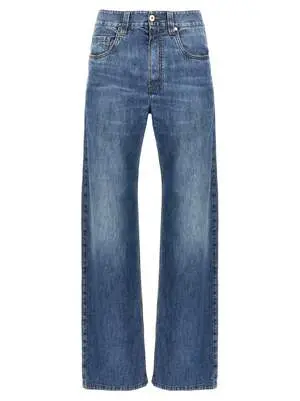 Brunello Cucinelli Straight Leg Jeans With Monile Detail - Blue