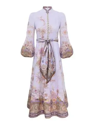 Zimmermann Midi Dress In Linen - Multicolor