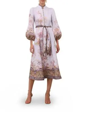 Zimmermann Midi Dress In Linen - Multicolor