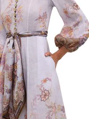 Zimmermann Midi Dress In Linen - Multicolor