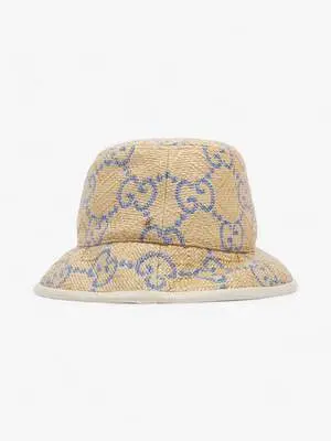 Gucci Gg Raffia Effect Bucket Hat - Cream