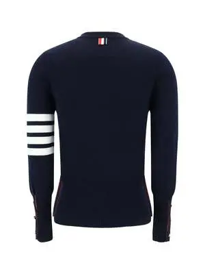 Thom Browne Virgin Wool Sweater With Button Detail - Blue
