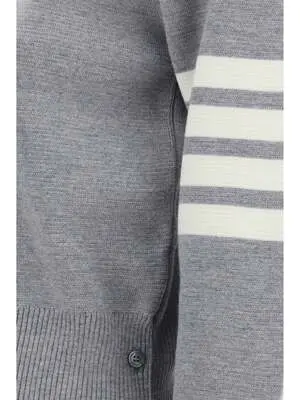 Thom Browne Virgin Wool Sweater With Button Detail - Gray