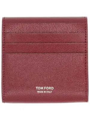 TOM FORD Leather Card Holder - Red