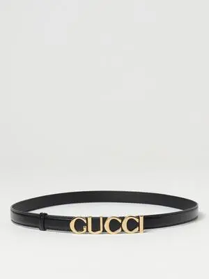Gucci Leather Belt With Gold Tone Logo - Black