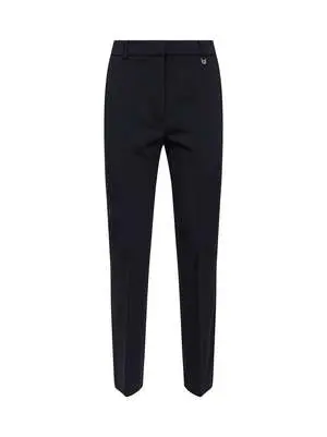 Max Mara Navy Blue Stretch Wool Slim Trousers