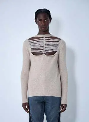 Rick Owens RICK OWENS Distressed Wool-Blend Knit Top Multicolor