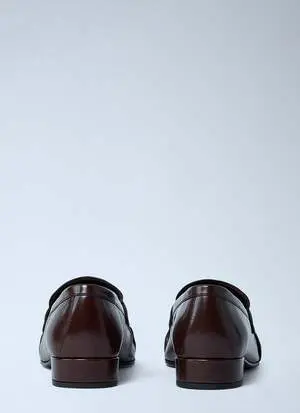 Prada Gathered Leather Loafers - Brown