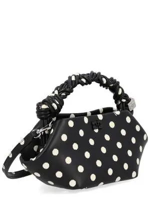 GANNI Mini Bou Bag With Twisted Handle And Polka Dot Pattern - Black