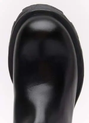 DIESEL® Leather Knee-high Boots With Side Logo Plaque - Black