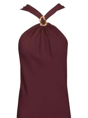 FORTE_FORTE Moroccan Crepe Halter Neck Dress With Golden Buckle