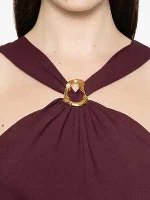 FORTE_FORTE Moroccan Crepe Halter Neck Dress With Golden Buckle