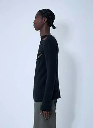 Rick Owens Wool-blend Knit Distressed Top - Black