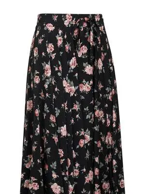Dolce & Gabbana Vintage Rose Print Charmeuse Long Skirt - Multicolor